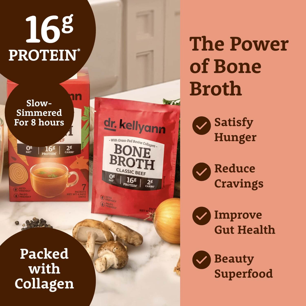 Classic Beef Bone Broth | Dr. Kellyann's Bone Broth | Collagen Protein