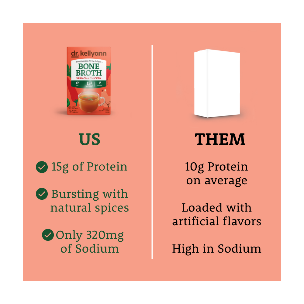 Sriracha Chicken Bone Broth | Dr. Kellyann's Bone Broth | Collagen Protein